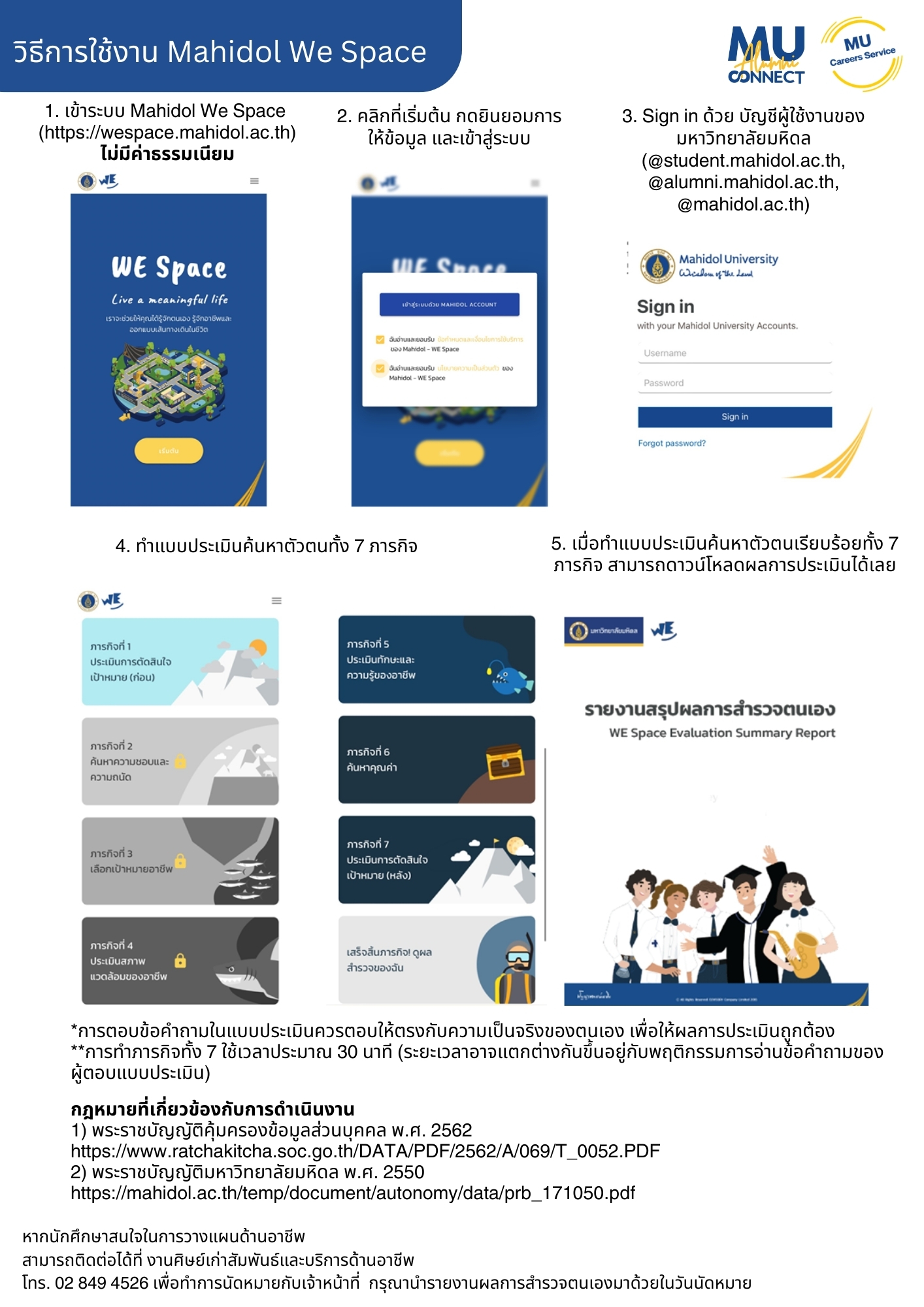 วิธีการใช้งาน Mahidol WE Space – career